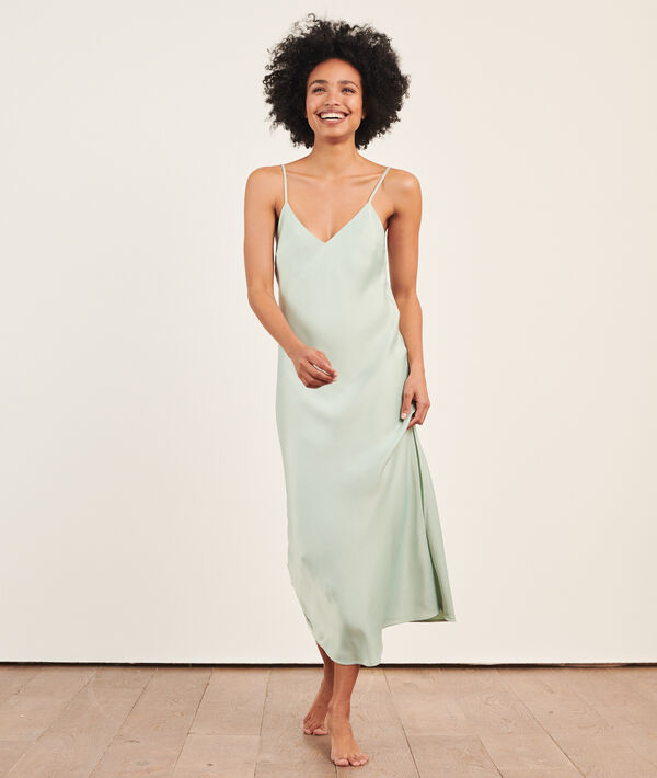 Long satin nightdress - LAILA - CELADON - ETAM