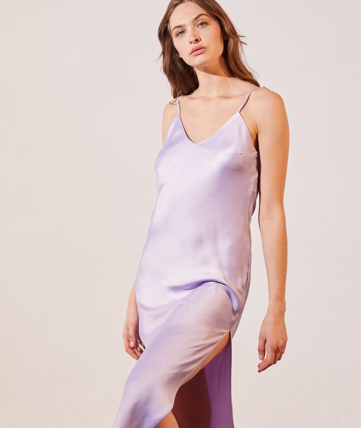 Long satin nightdress - LAILA - LILAS - ETAM