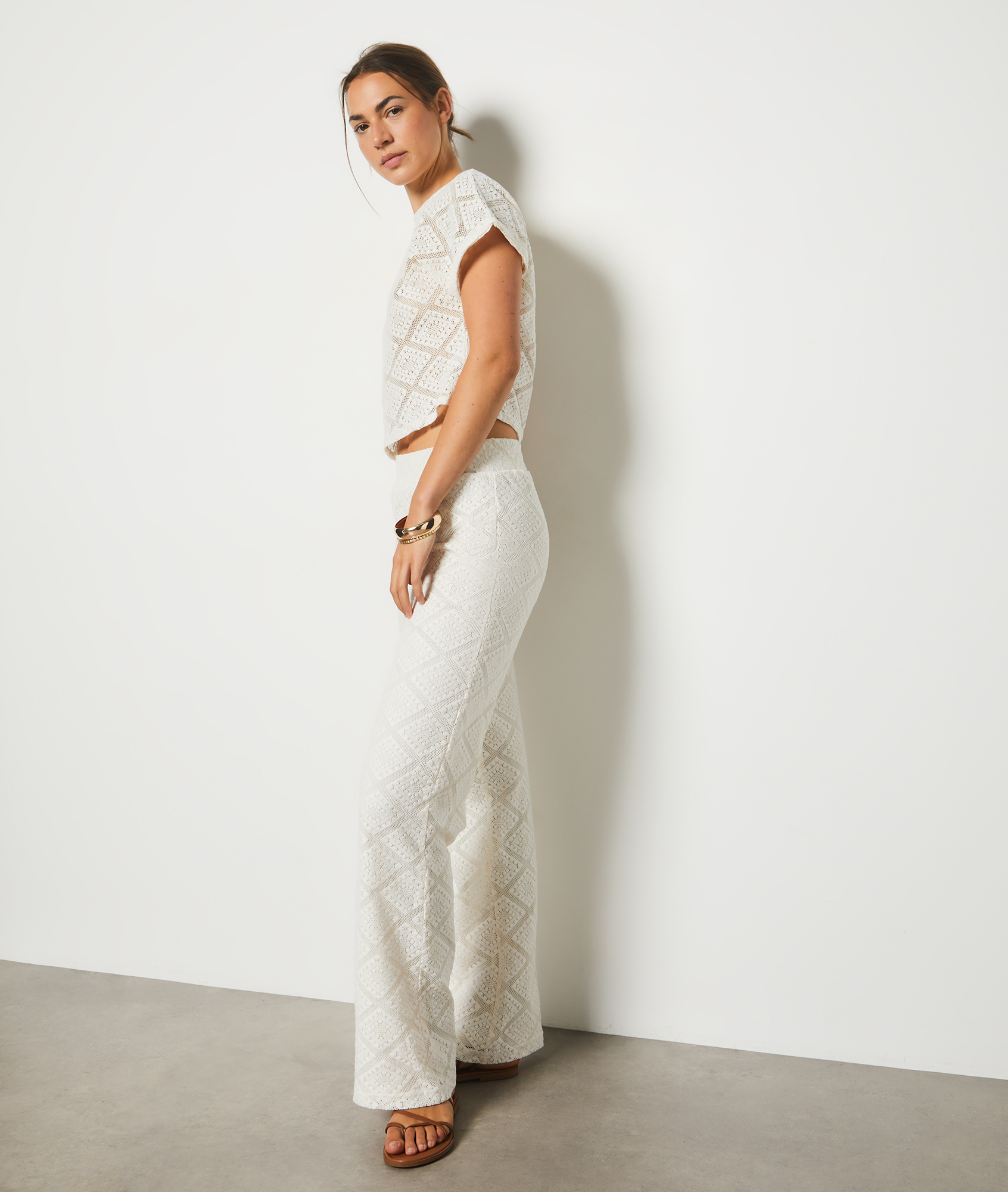 Flare Cut Trousers with Cut-out Details - FLO - LIN - ETAM