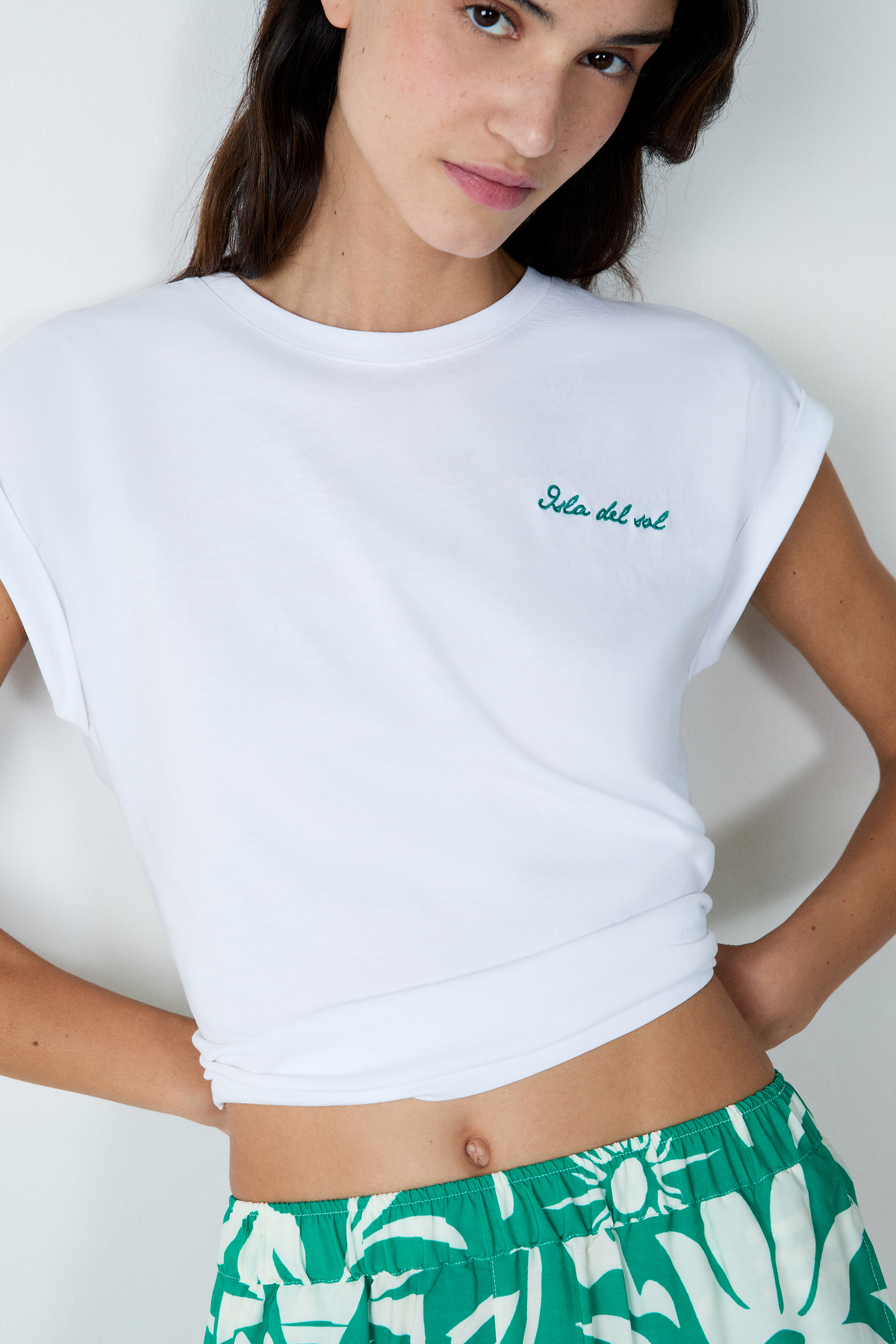 Short-sleeved cotton T-shirt "Isla del sol" - FRANCA - BLANC - ETAM