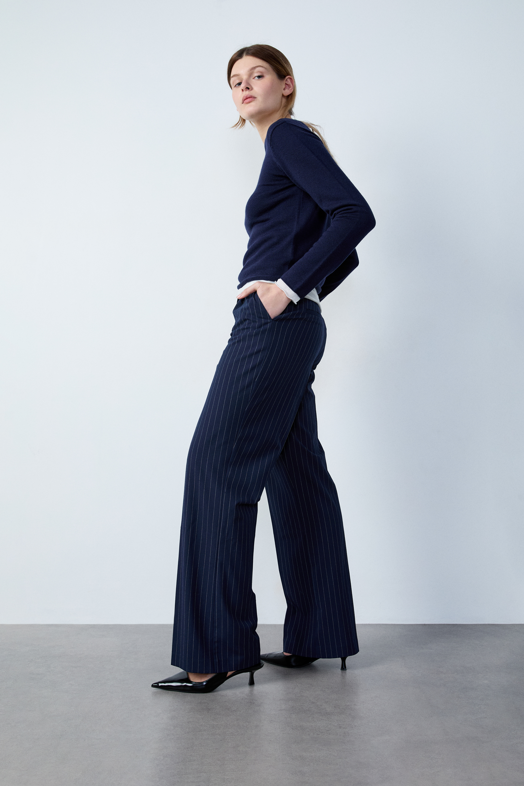 Striped wide-leg trousers - PENELOPE RAY - MARINE - ETAM
