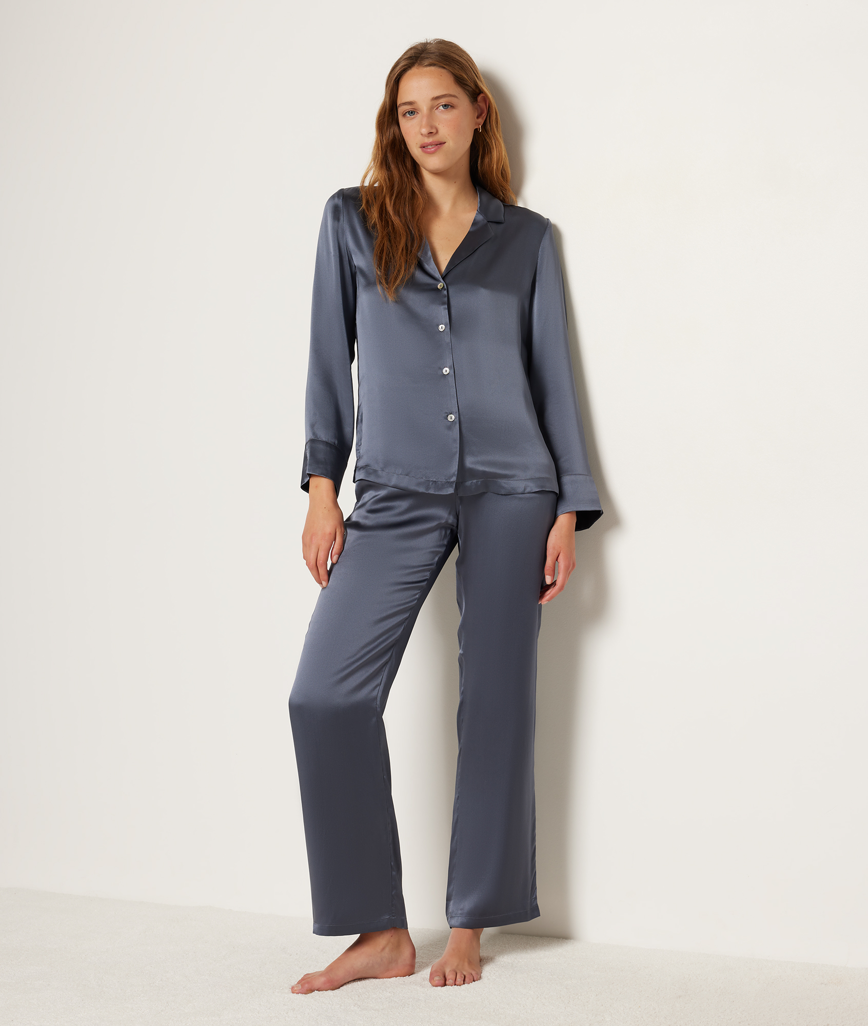 Silk Pyjama Trousers - PEARLY - ANTHRACITE - ETAM