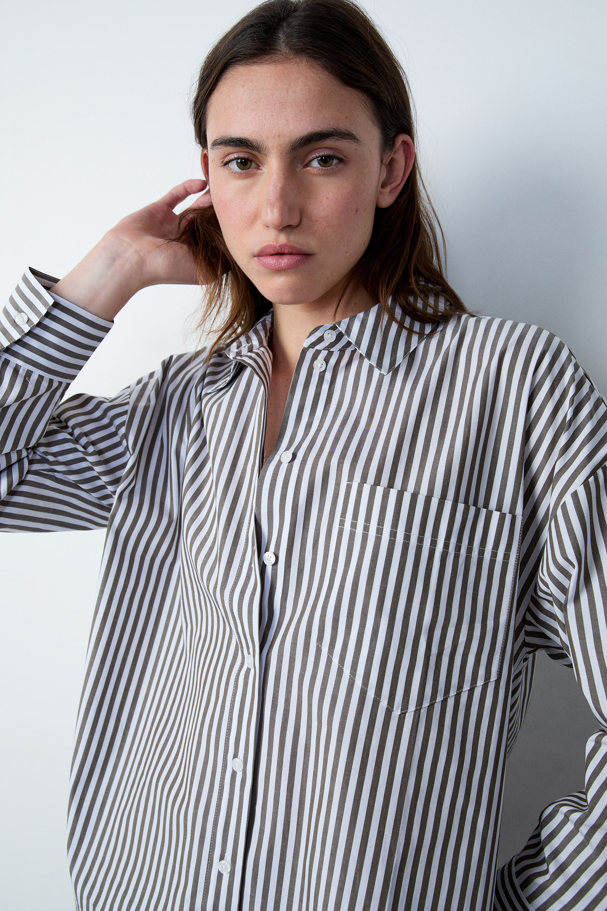 Long-sleeved striped shirt - ELEANOR RAY - ANIS ABSINTHE - ETAM