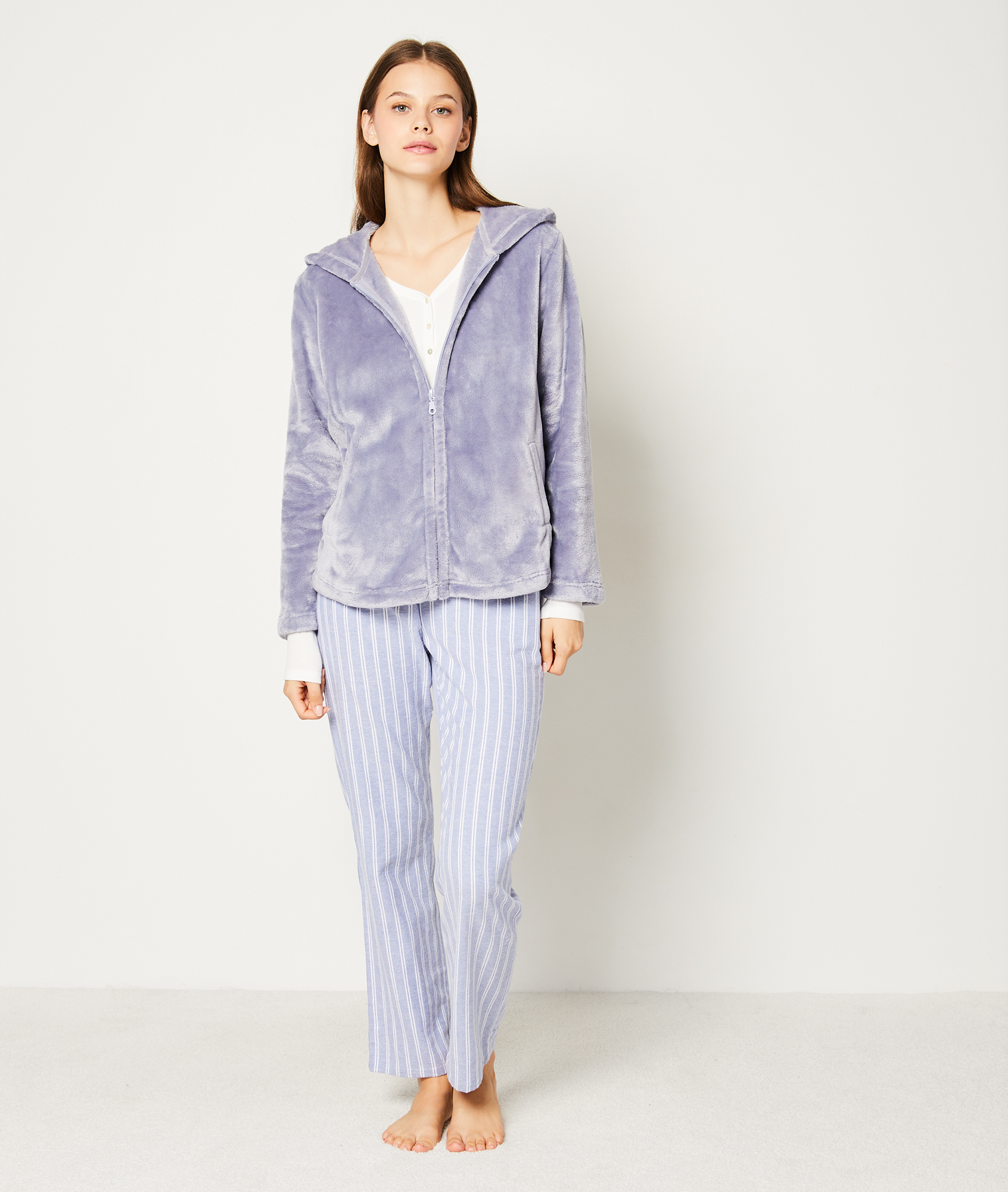 Ensemble 3 pièces de pyjamas veste polaire - GERO - BLEU - ETAM