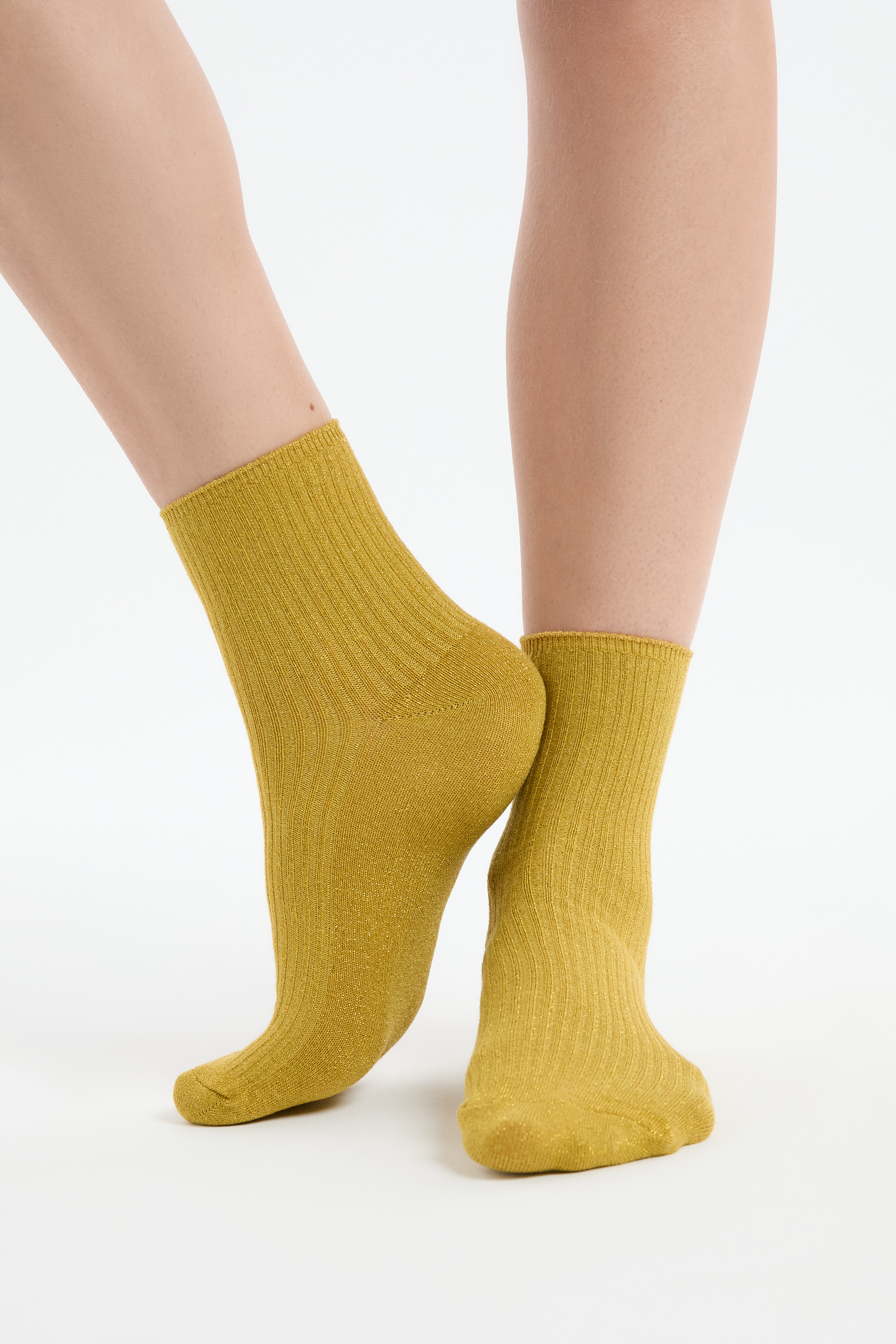 Shiny Socks with Cotton - MINDY - JAUNE ACIDULE - ETAM