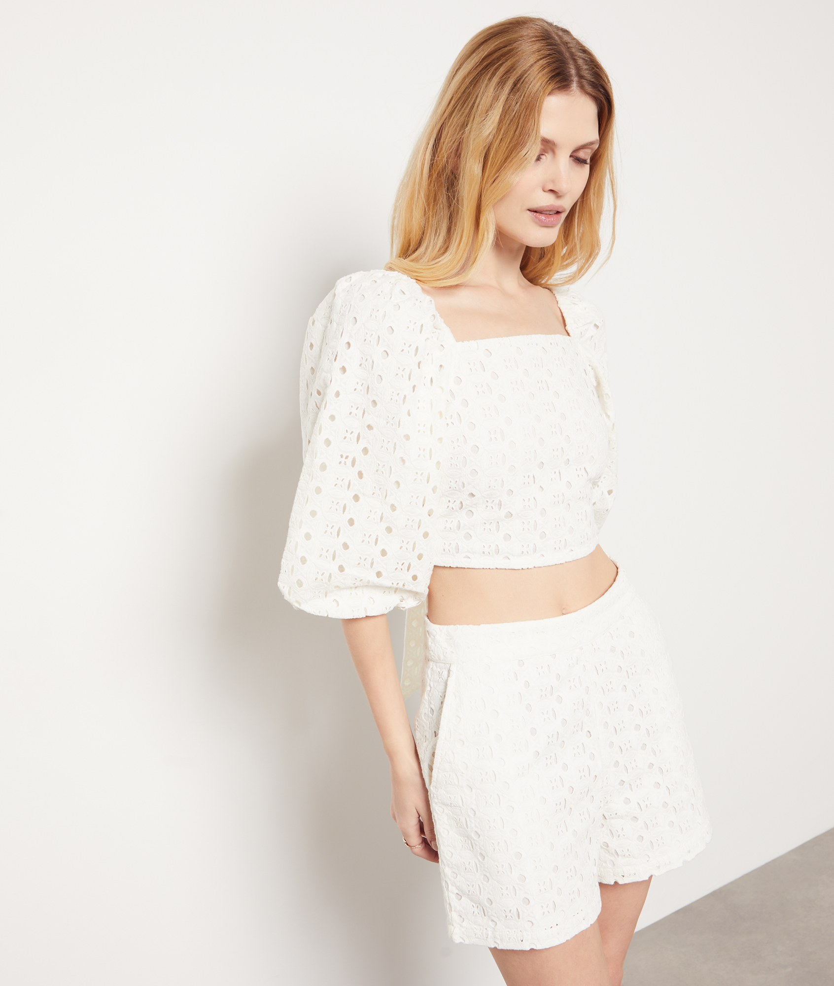 Tie-back Top with Openwork Embroidery - ULYS BROD - ECRU - ETAM