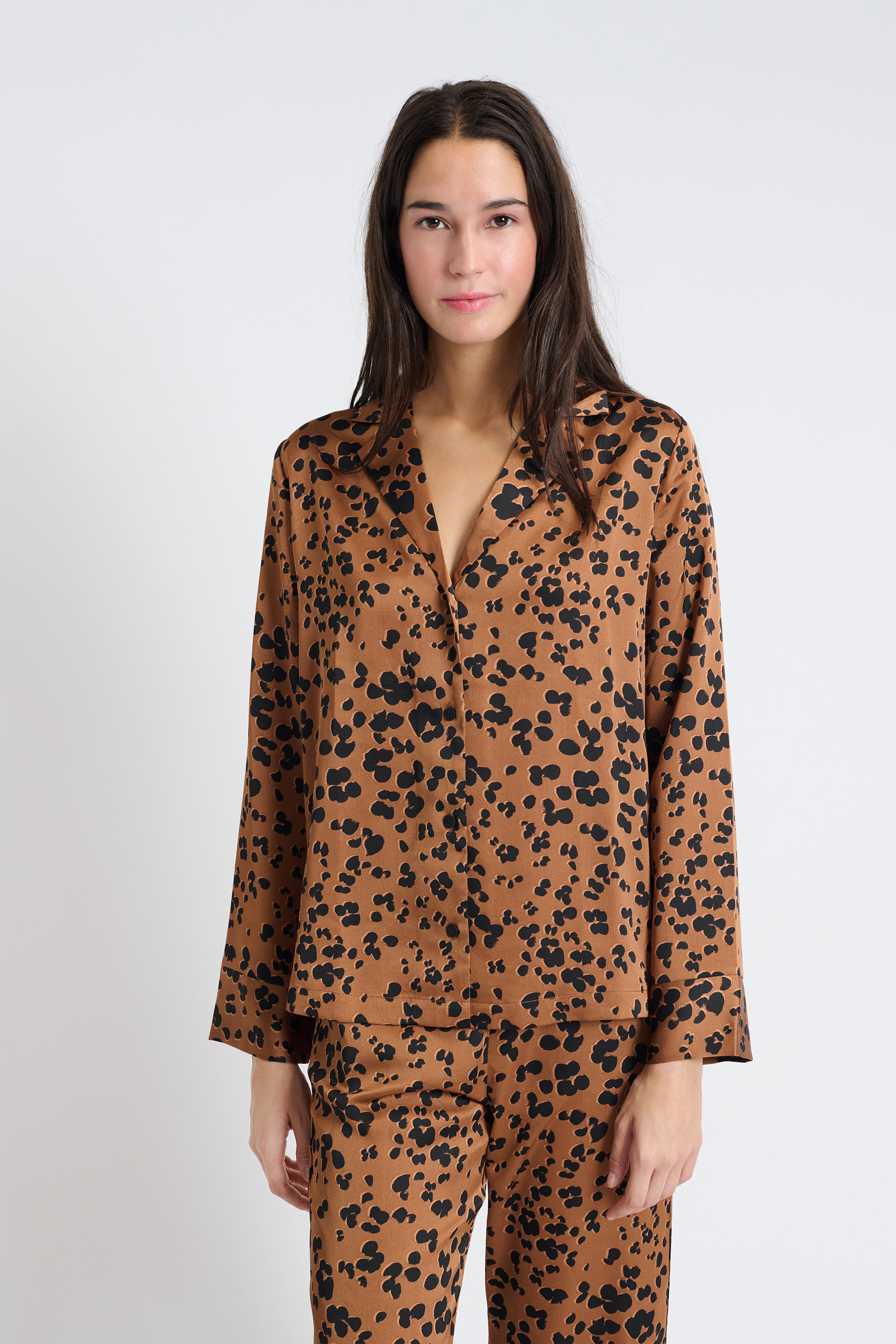 Printed Pyjama Shirt - LAINA - IMP FD MARRON - ETAM