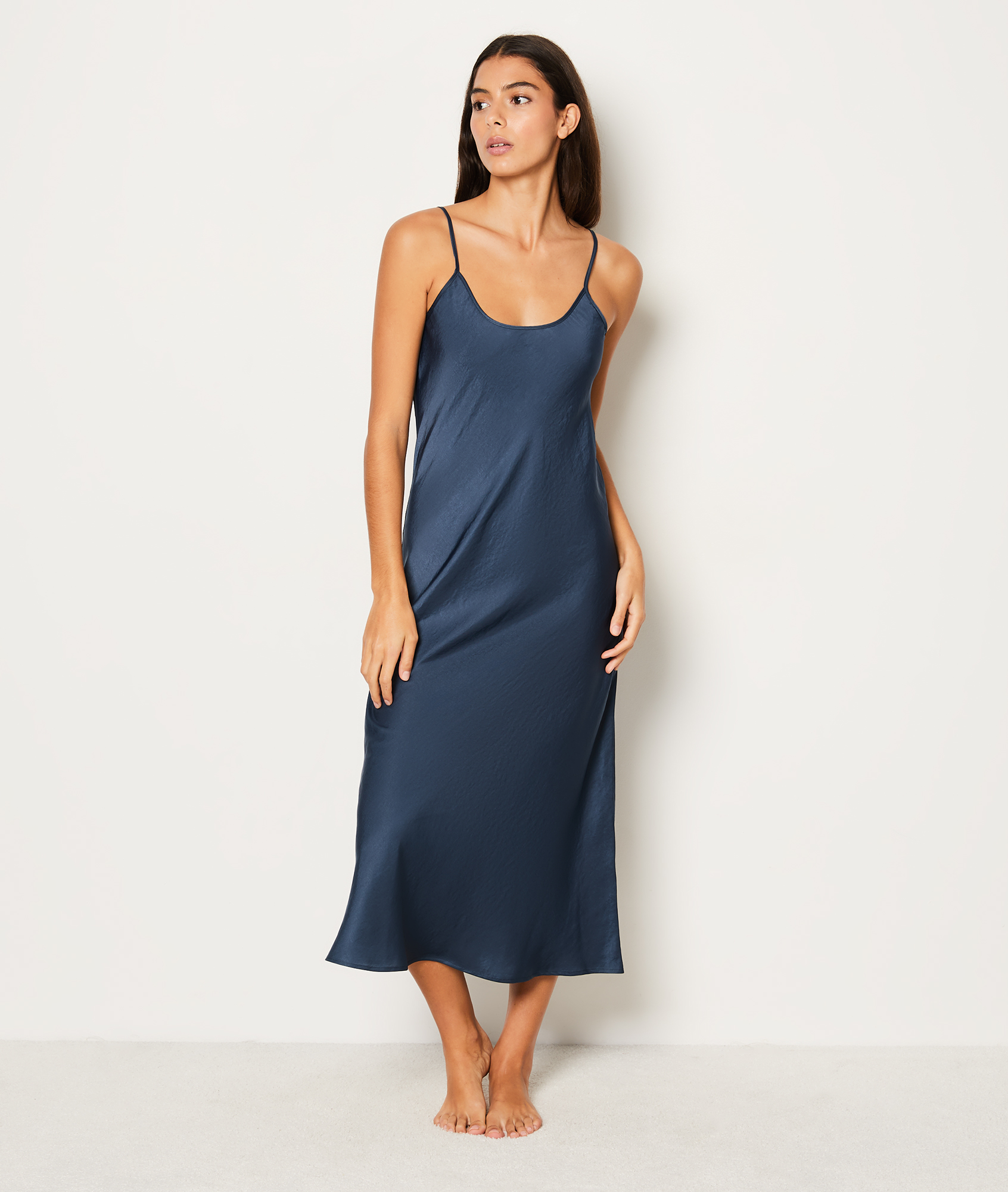 Long Satin Nightdress - SLEEPY - BLEU - ETAM