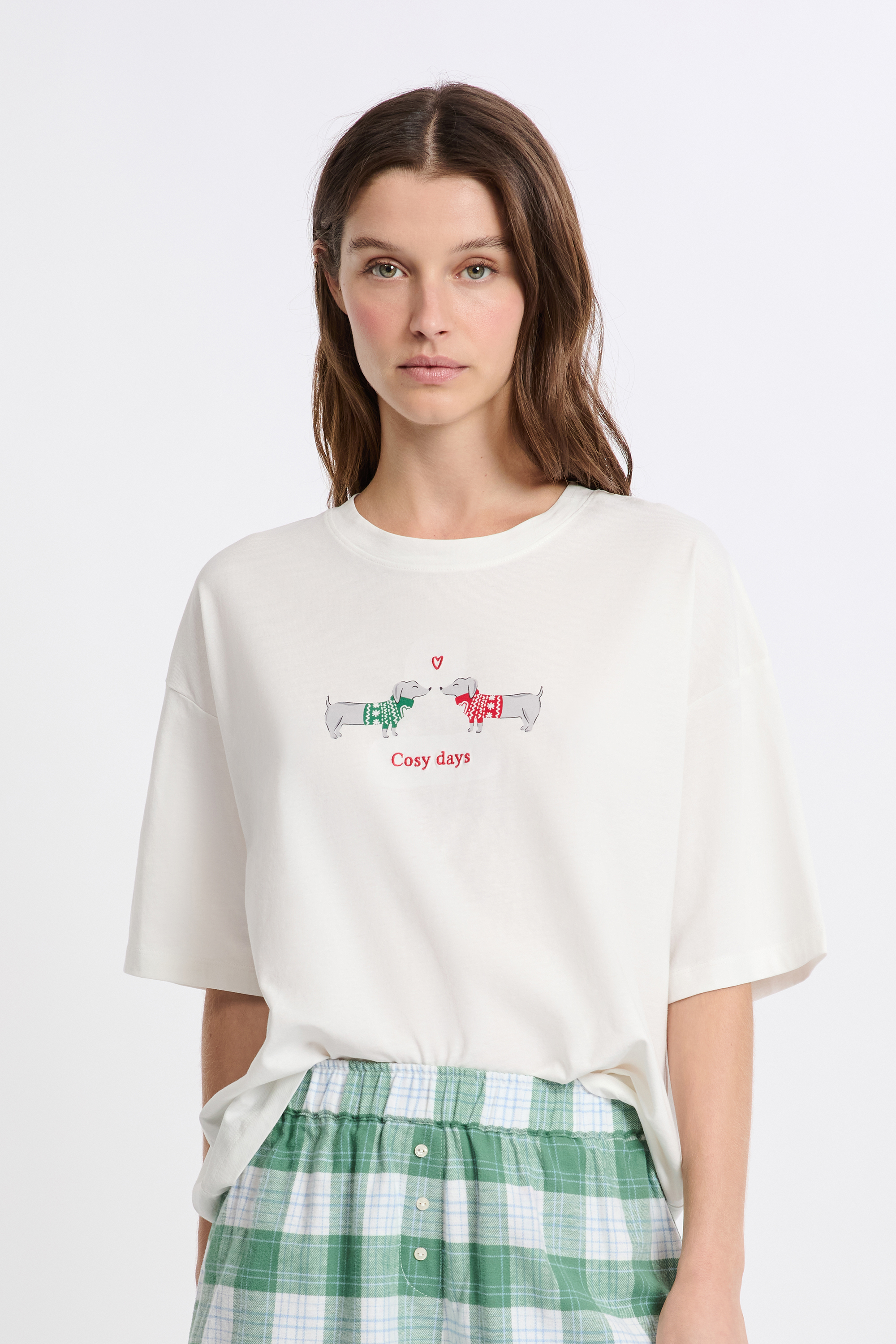 Cotton T-shirt with dog motifs - PERLA - BLANC - ETAM