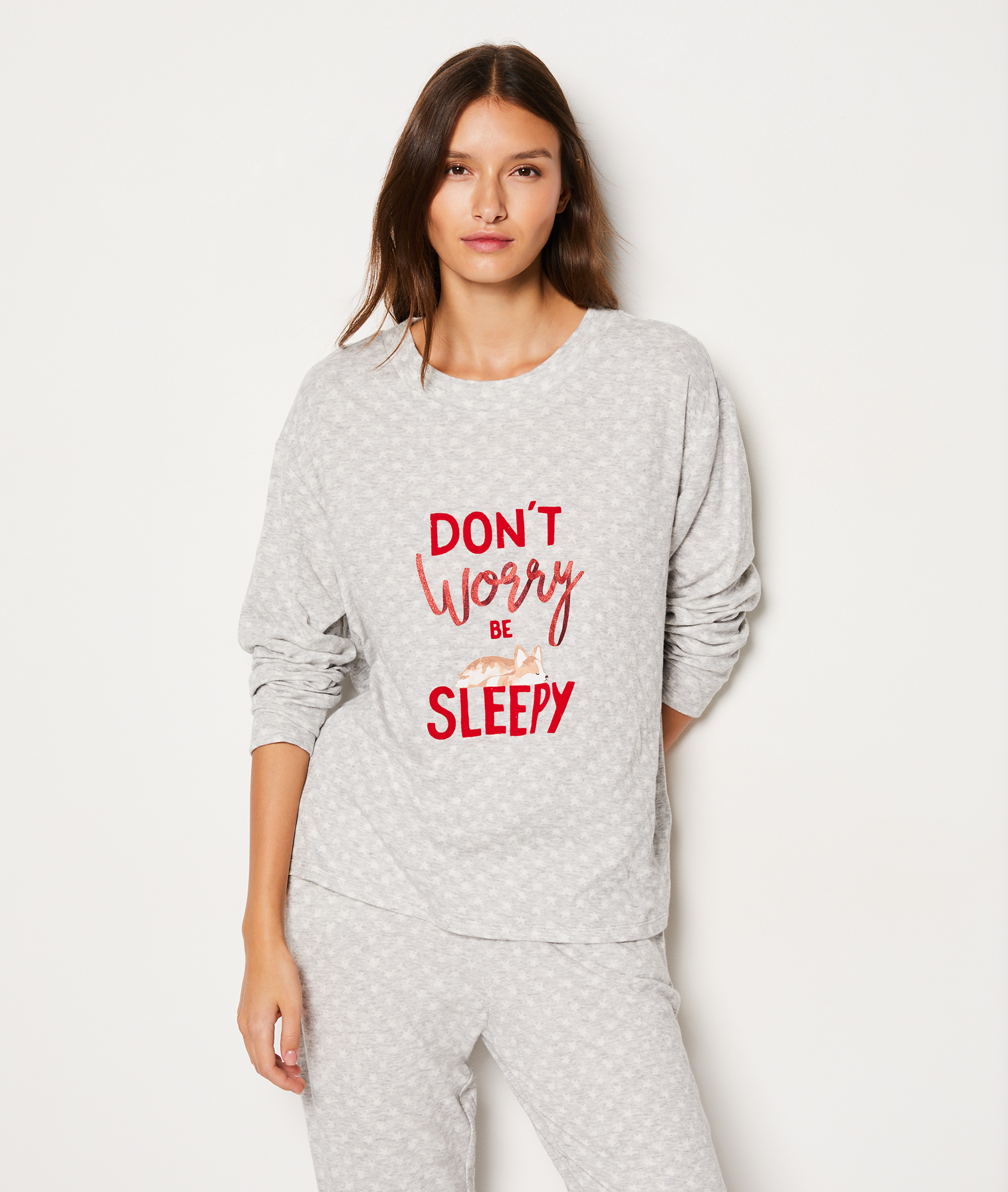 T-shirt manches longues en coton imprimé Corgi - GARY - GRIS - ETAM