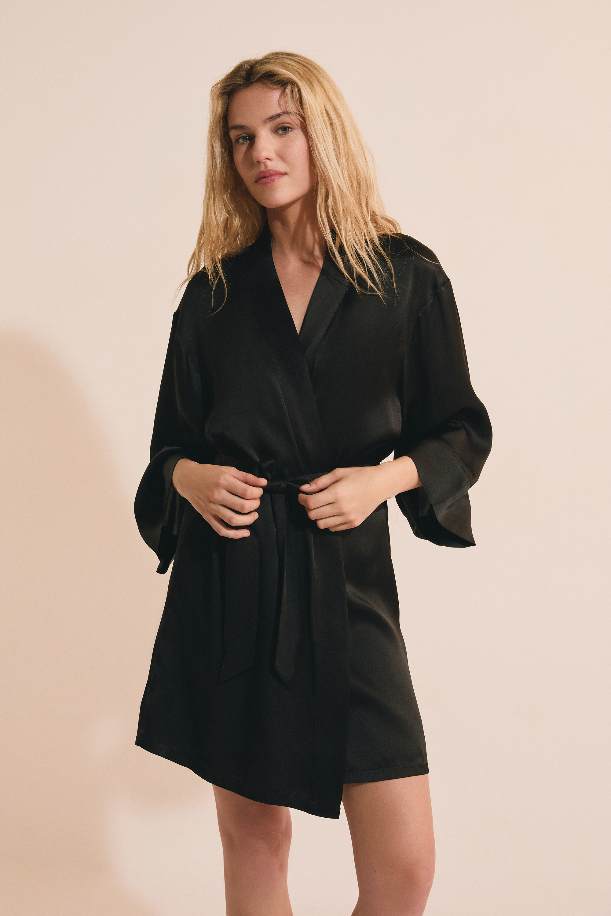 Silk Robe - PEARLY - NOIR - ETAM
