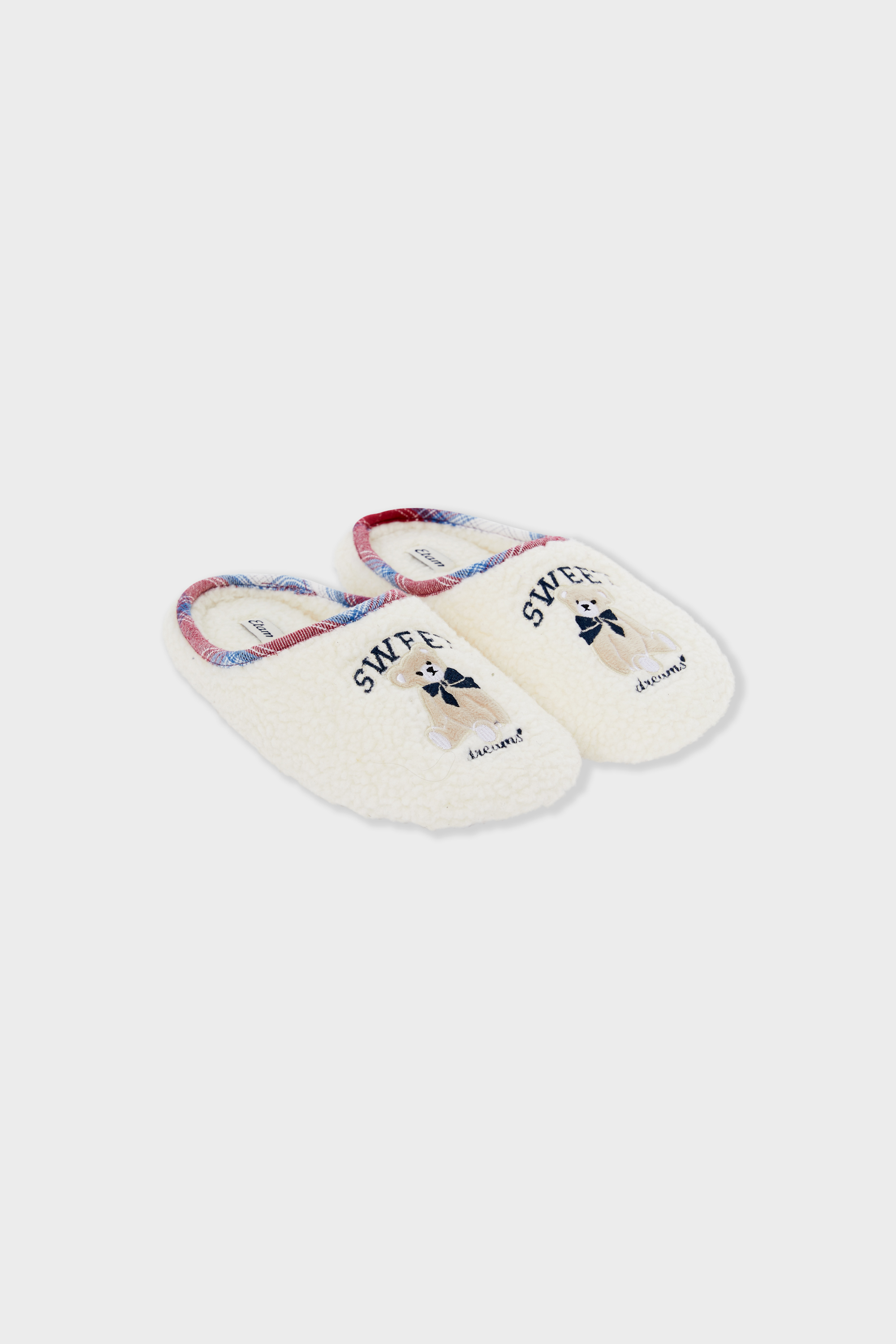 Faux Fur Slippers with Patterns - DOUDOU - ECRU - ETAM