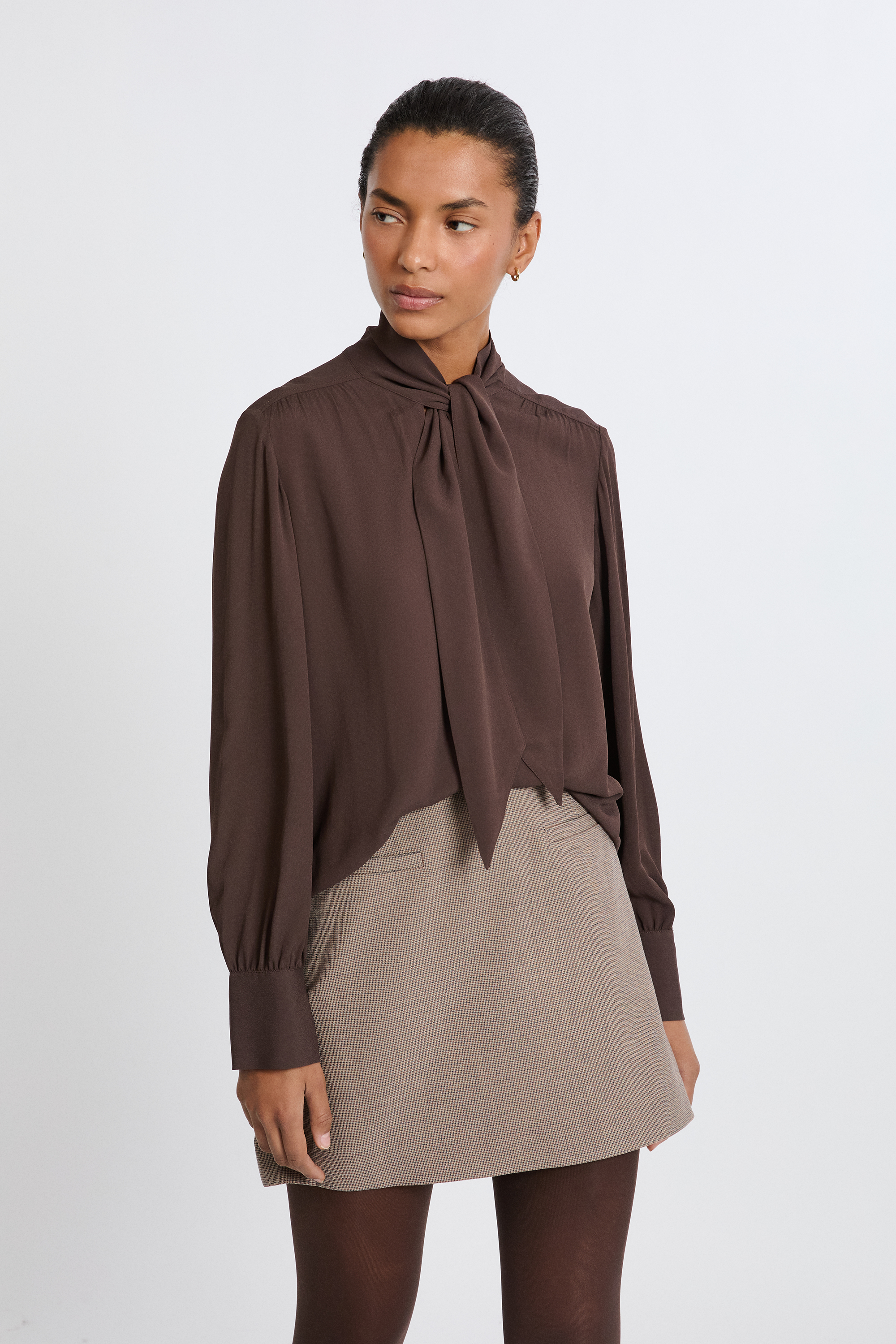 Front-Tie Blouse - HELISE - MARRON - ETAM
