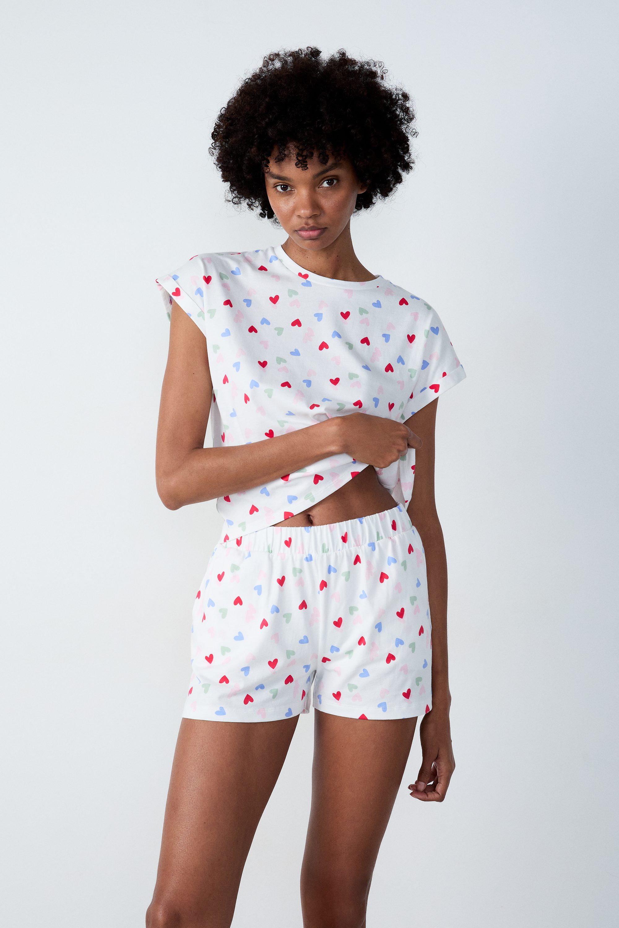 Cotton pyjama shorts with hearts - PABOU - ECRU - ETAM